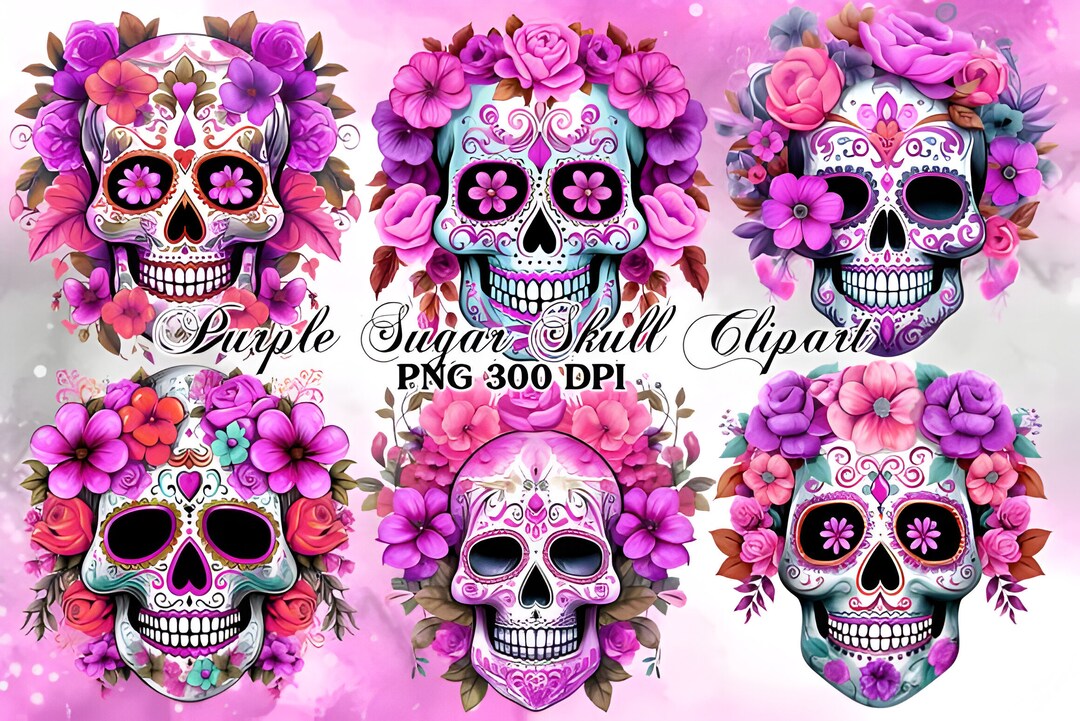 Watercolour Sugar Skull Clipart Day of the Dead Calavera Skull PNG ...