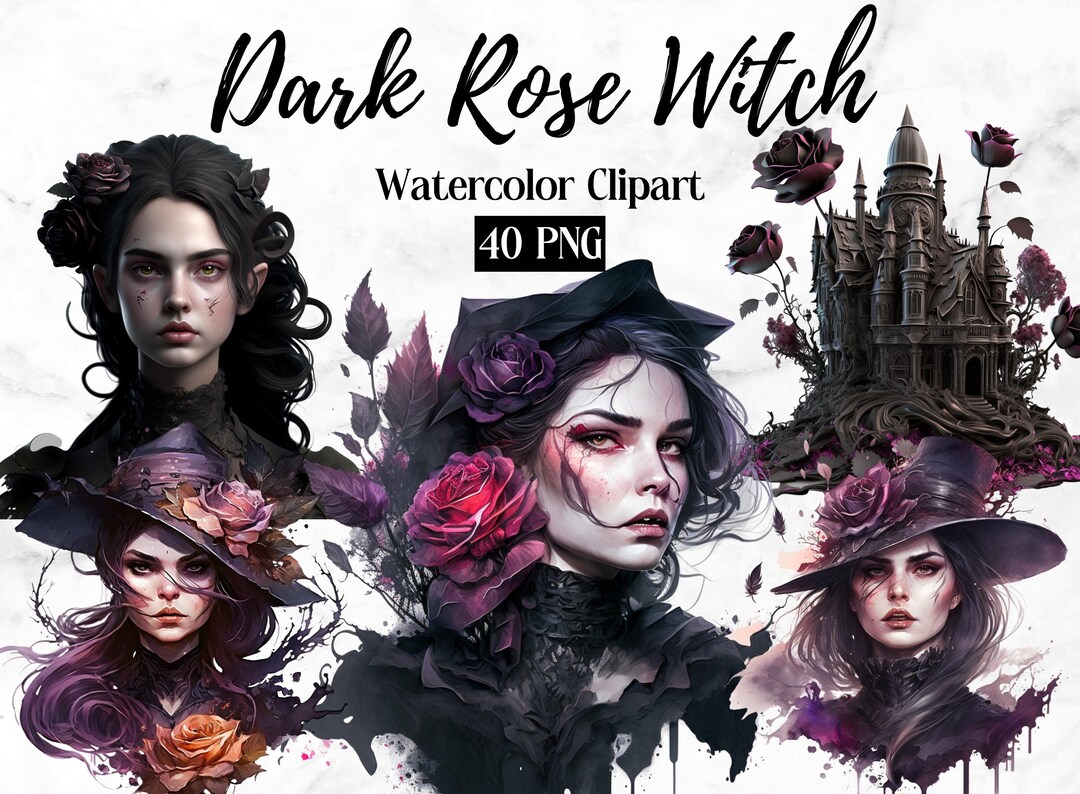Dark Rose Witch Clipart, Witch Clip Art Png, Fantasy Magic Clip Art ...