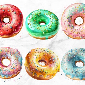 Watercolor Donuts Clipart, Sweet Bakery Food Clipart, Donut Birthday ...
