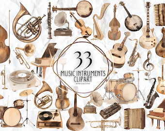 Musical Instruments Clipart Set, Orchestra Clip Art Bundle, Brass ...