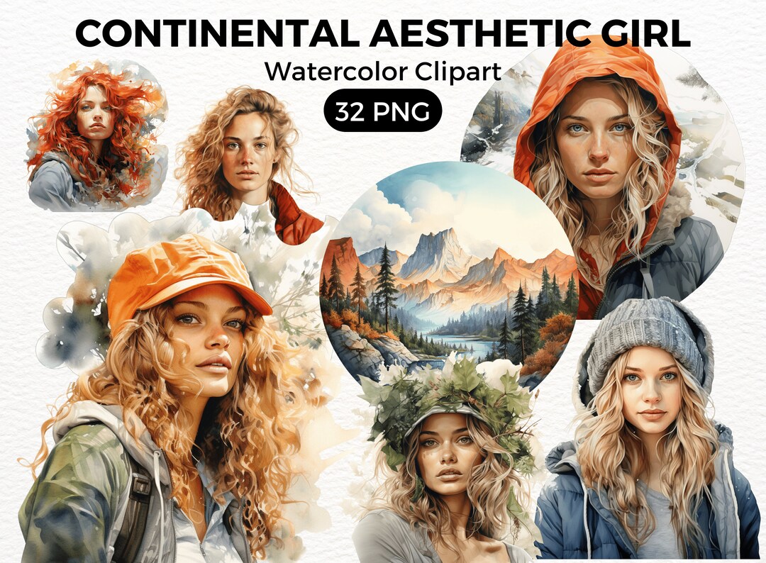 Continental Forest Girl Clipart, Beautiful Girl, Mountains Landscapes ...