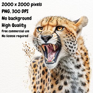 Cheetah Watercolor Clipart, Cute Leopard Clip Art for Commercial Use ...