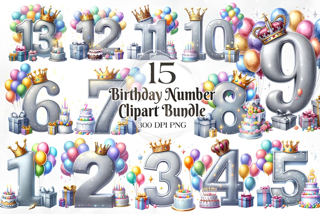 Silver Birthday Numbers Clipart, Number Clipart 15 PNG Clip Art: Junk ...
