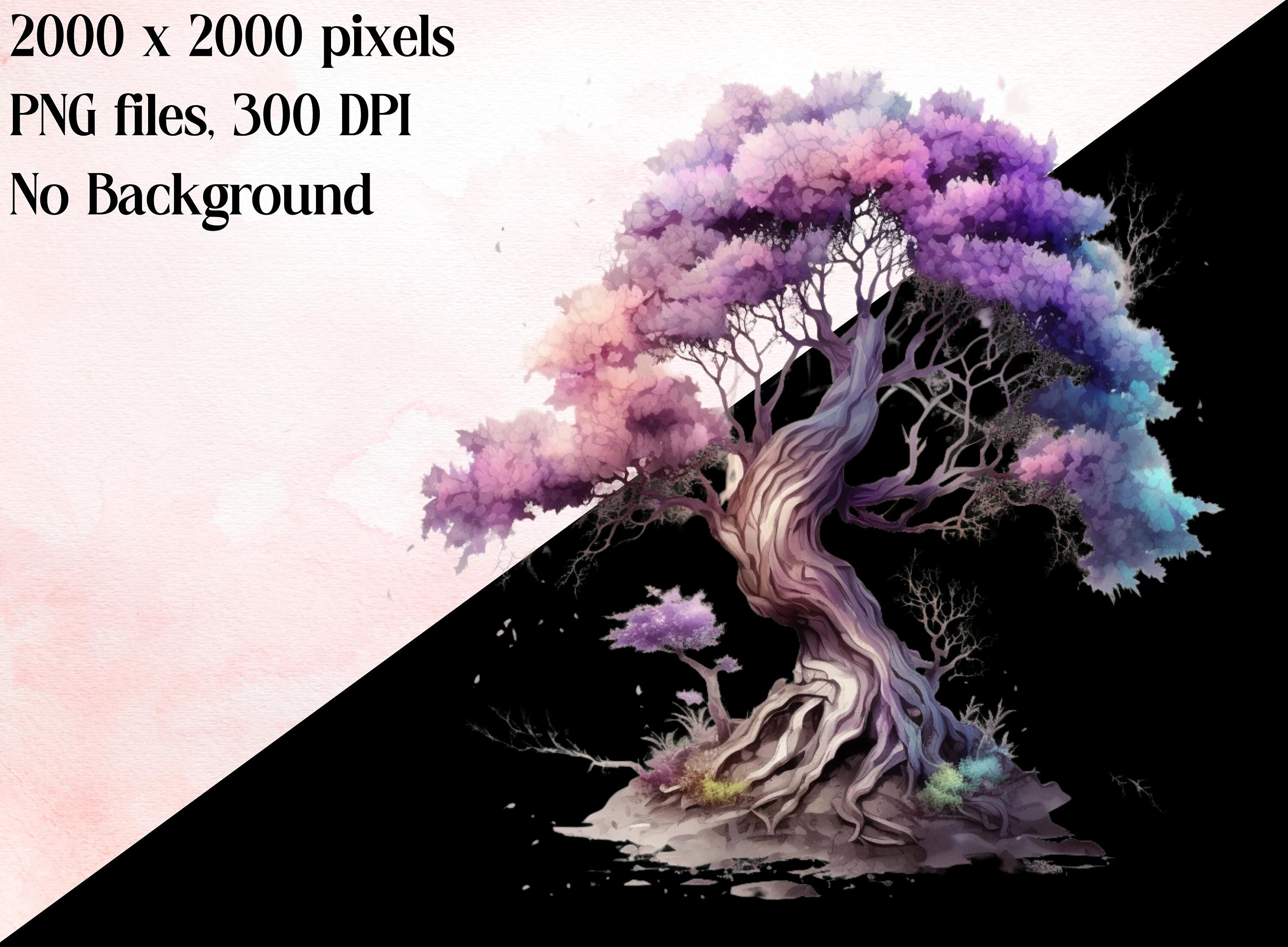 Watercolor Fantasy Tree Clipart,fantasy Trees Clipart, Beautiful Trees ...
