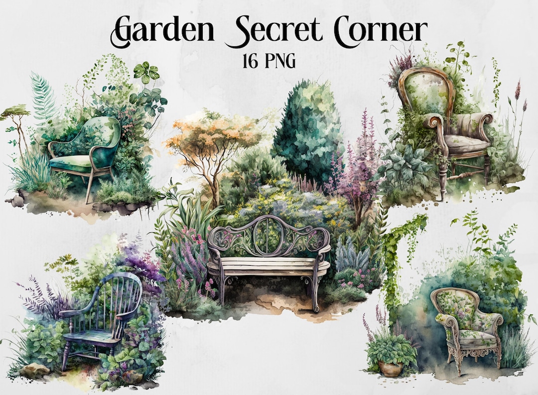 Watercolour Garden Secret Corner Clipart Bundle, Magical Clipart ...