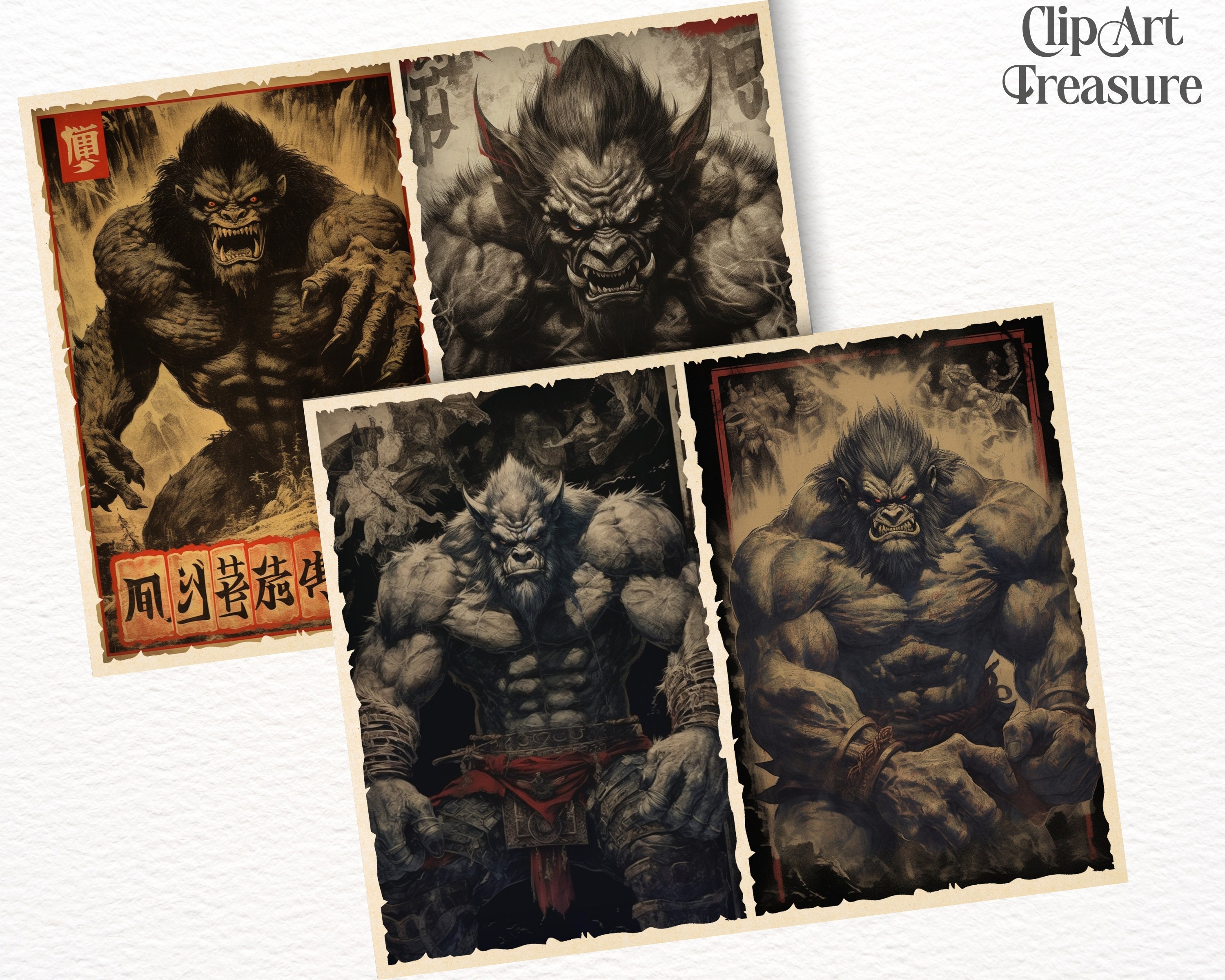 Watercolor Giant Orc Journal Printable Page, Fantasy Horror Orc Junk ...