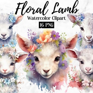 Floral Baby Lamb Clipart | Floral Spring Lamb PNG | Baby Animals ...
