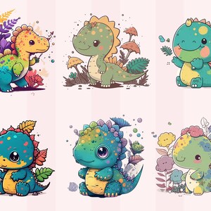 Kawaii Dinosaurs Clipart, Cute Dinosaurs Download, Instant Download ...