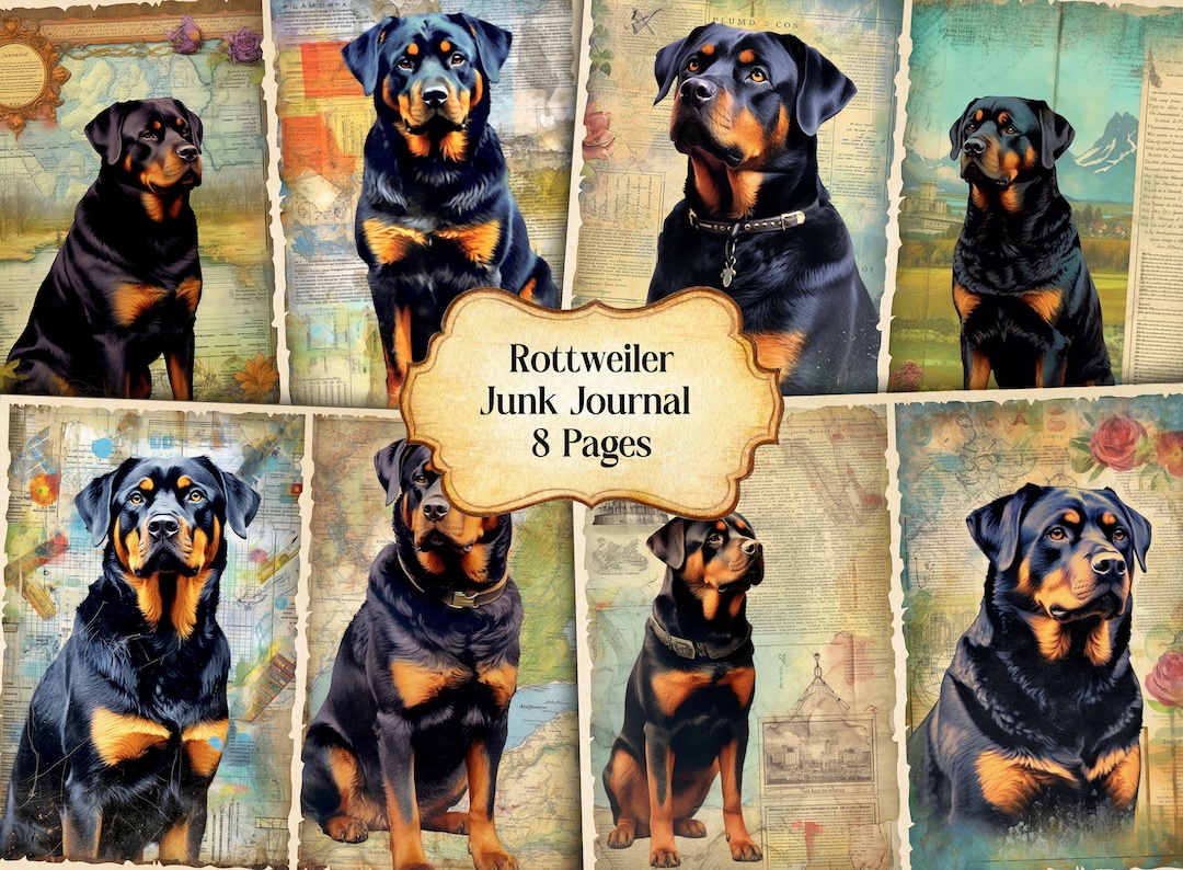 Watercolor Rottweiler Junk Journal Printable Page, Rottweiler Junk ...