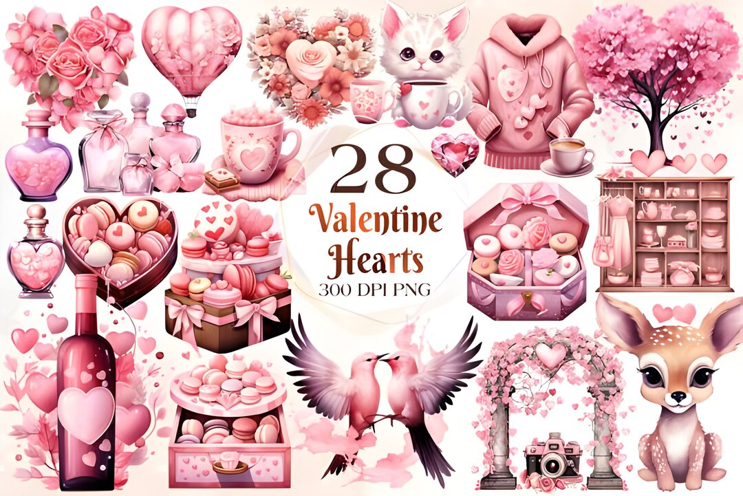 Watercolor Heart Clipart, Valentines Day Clipart, Sweet Valentine ...
