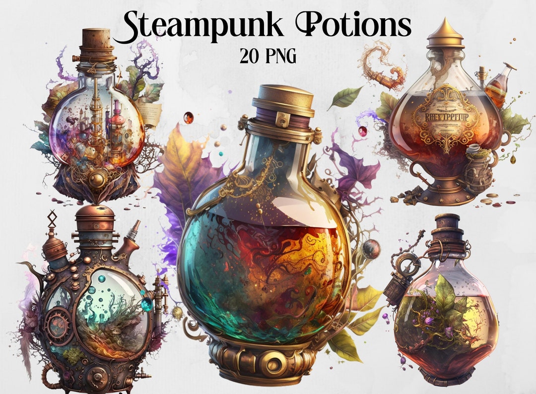 Steampunk Potions Clipart - Clip Art Graphics and Collage Sheets for ...