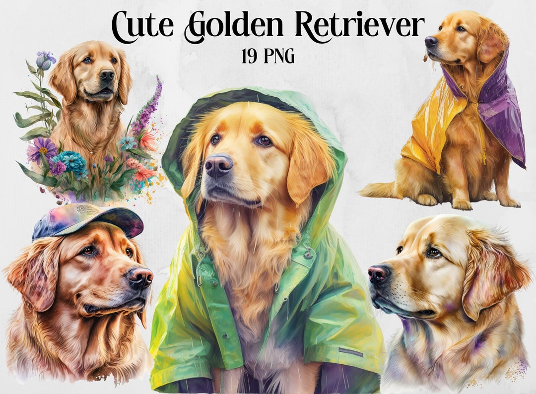 Watercolor Golden Retriever Clipart - Cute Dogs and Puppies Lovers Gift ...