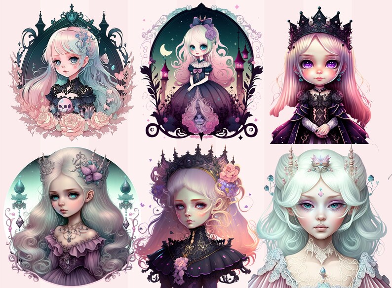 Pastel Goth Fairytale Princess Kawaii Clipart Dark Kawaii - Etsy