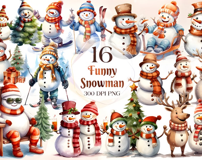 Snowman Frames Clipart Set 1 - 12 High Quality Pngs, Digital Download ...