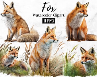 Watercolor Fox Clipart Cute Fox PNG Woodland Animals Clipart Nursery ...