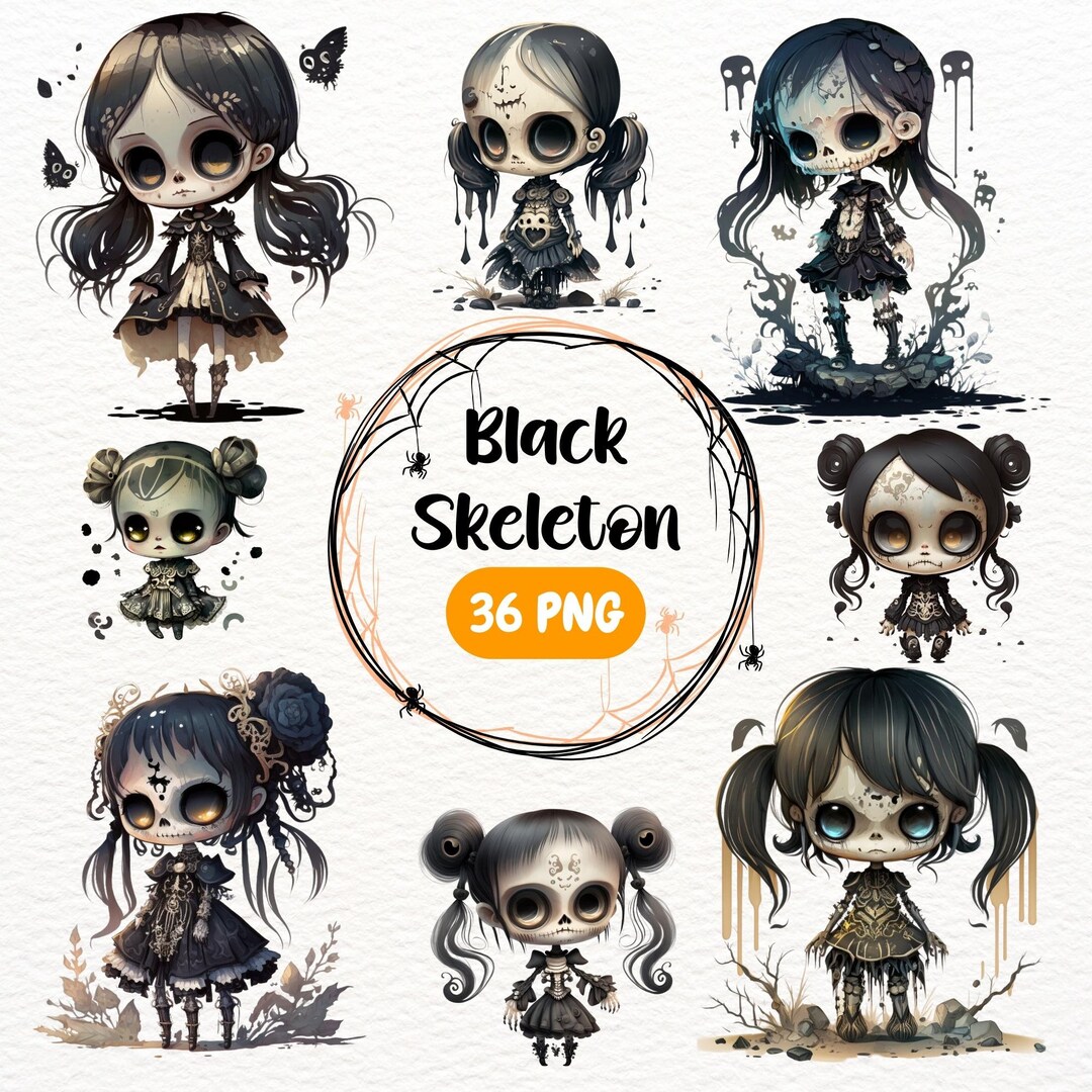 Watercolor Halloween Skeletons Clipart, Cute Halloween Clipart ...