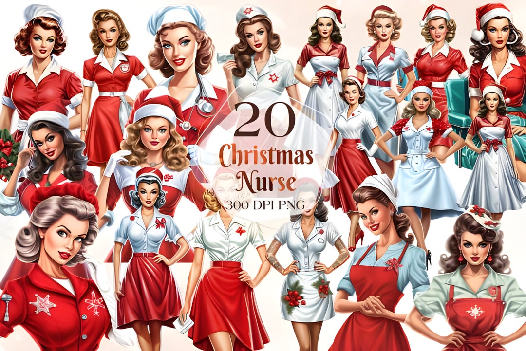 Watercolor Christmas Nurse Clipart | Painted Christmas Clipart ...