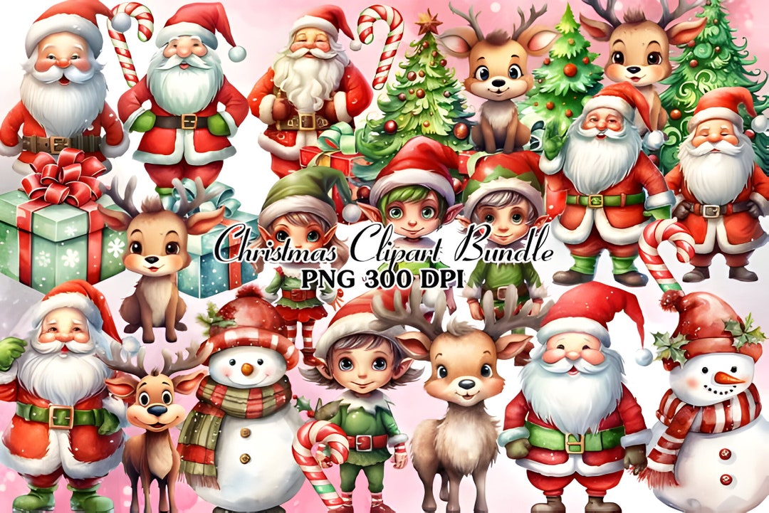 Watercolor Christmas Clipart | Painted Christmas Clipart | Christmas ...