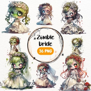 Zombie Bride Clipart Kawaii Cute Zombie PNG Chibi Kawaii Undead Girl ...
