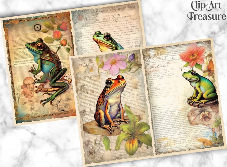 Watercolor Frog Junk Journal Printable Page Frog Junk Journal - Etsy