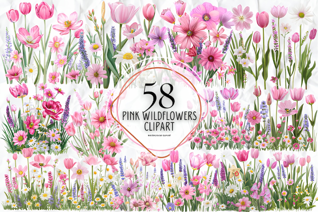 Watercolor Pink Floral Clipart Wildflowers Floral Clipart Png Floral ...