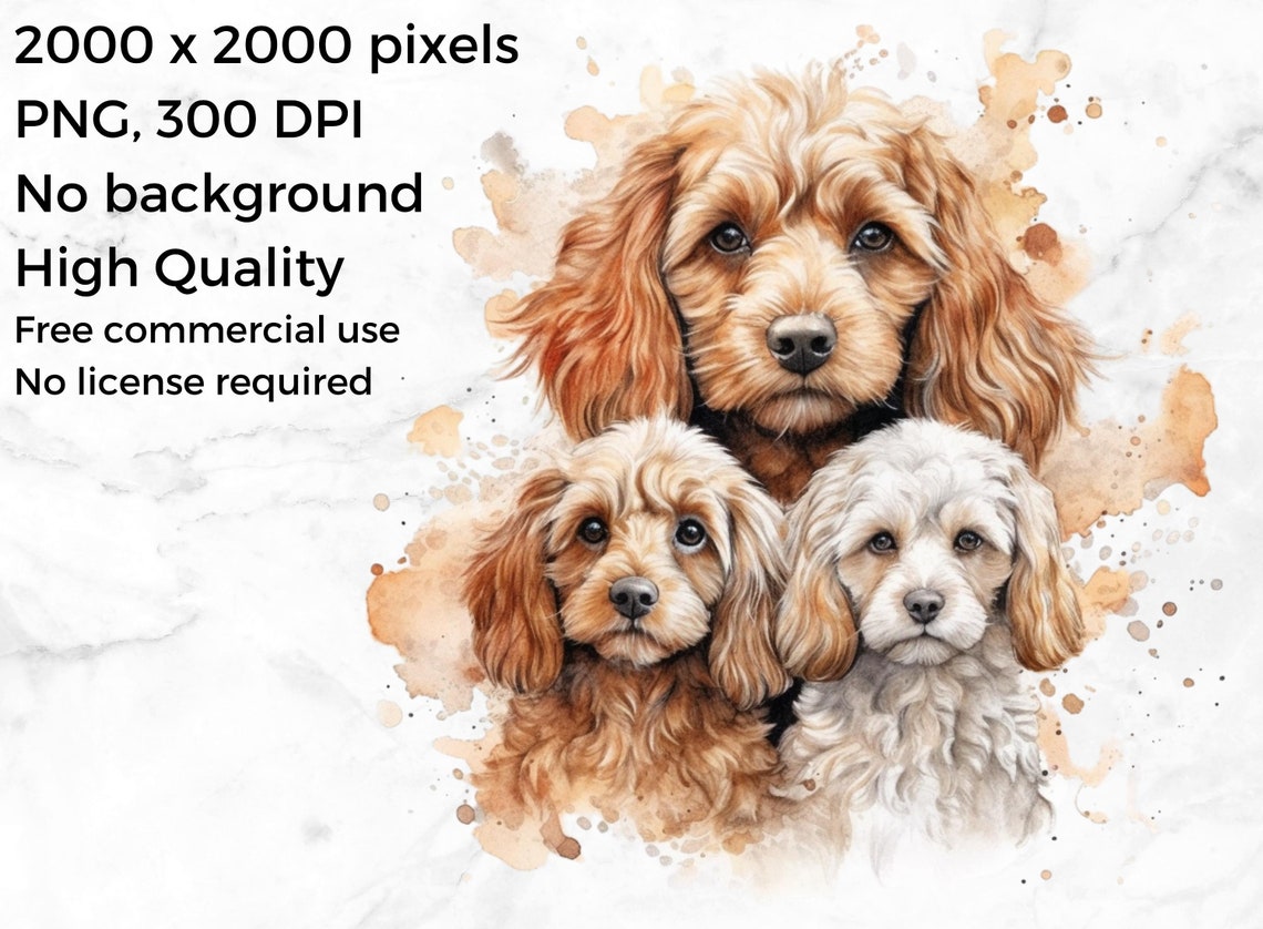 Cockapoo Family Clipartcute Dog Clipart Dog PNG Watercolor - Etsy