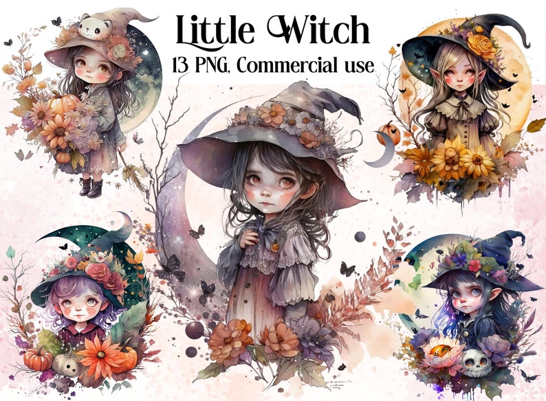 Little Cute Witch Clipart Witch Clip Art Png Magic Clip Art - Etsy