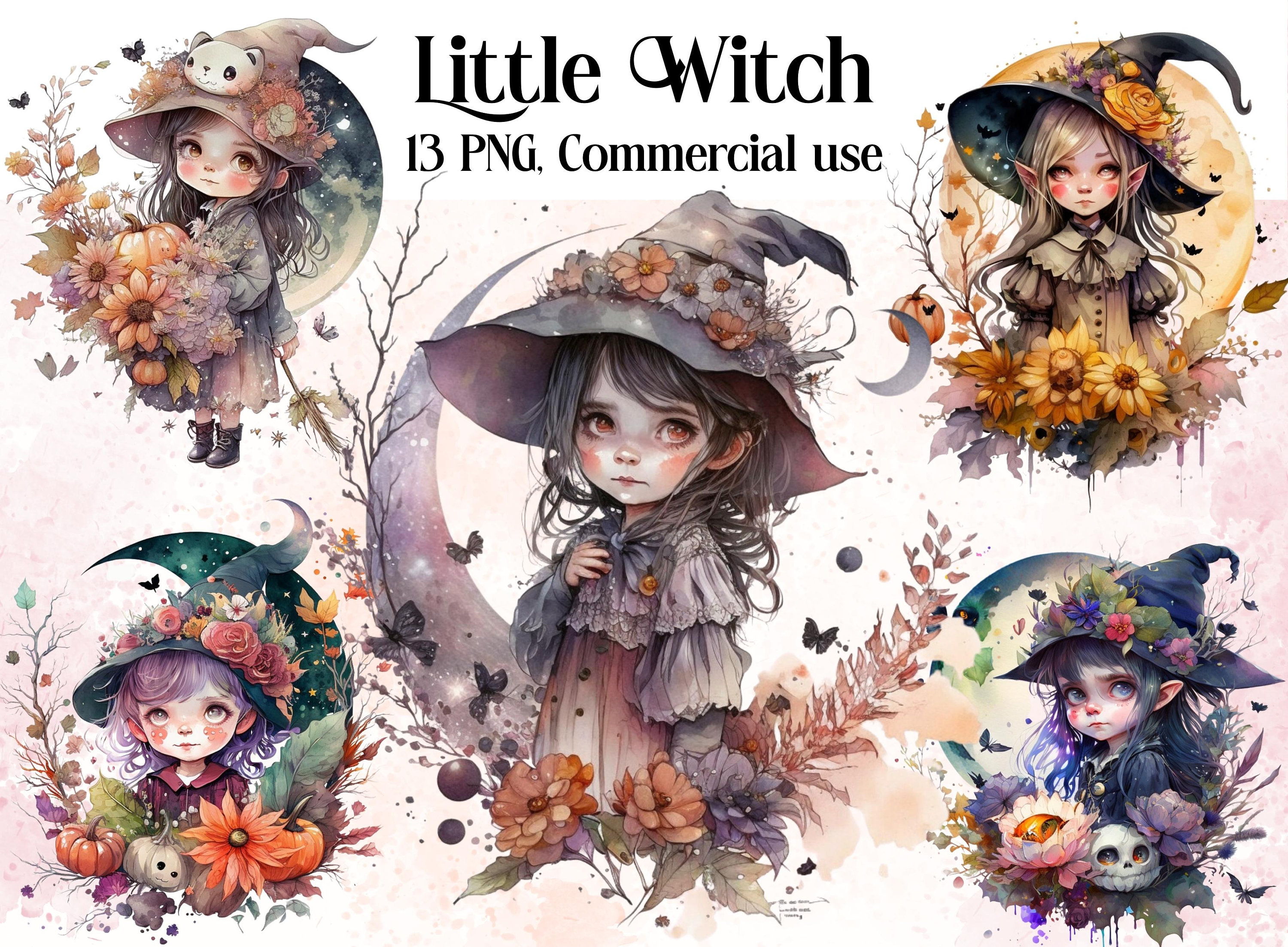 Little Cute Witch Clipart Witch Clip Art Png Magic Clip Art - Etsy