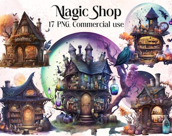 Magic Shops Watercolor Clipart, Magical Mystical Art, Fantasy Clipart ...