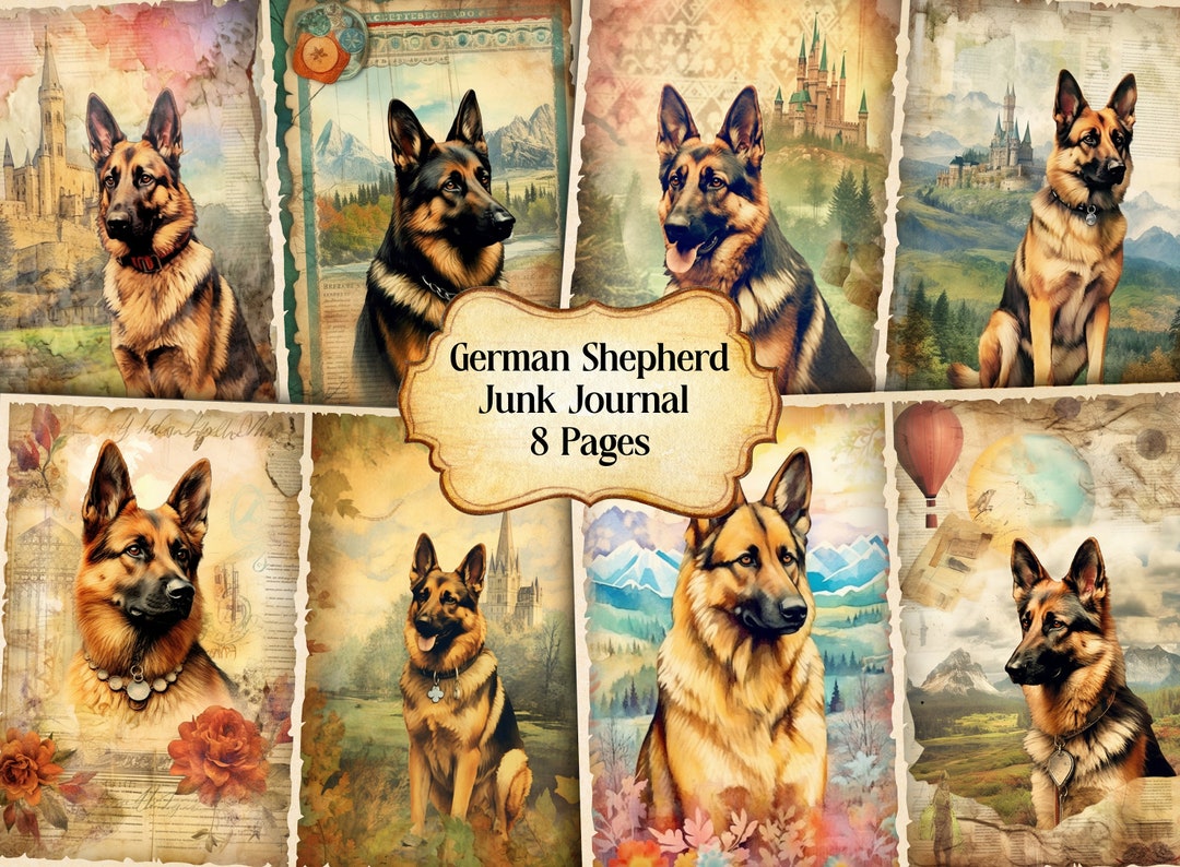 Watercolor German Shepherd Junk Journal Printable Page, German Shepherd ...