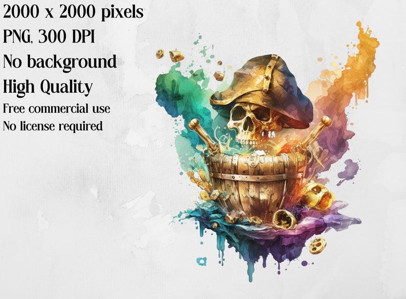 Watercolor Treasure Chest Clipart Bundle Pirate Treasure - Etsy
