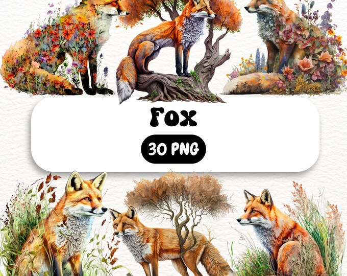 WATERCOLOR CLIPART, Fox Clipart, Woodland, Nursery, Scrapbooking Clip ...