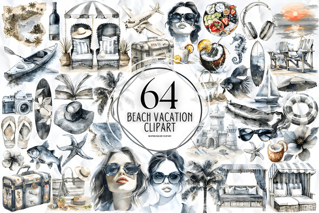 Beach Vacation Clipart PNG - Summer Clipart, Beach Clipart, Waves ...