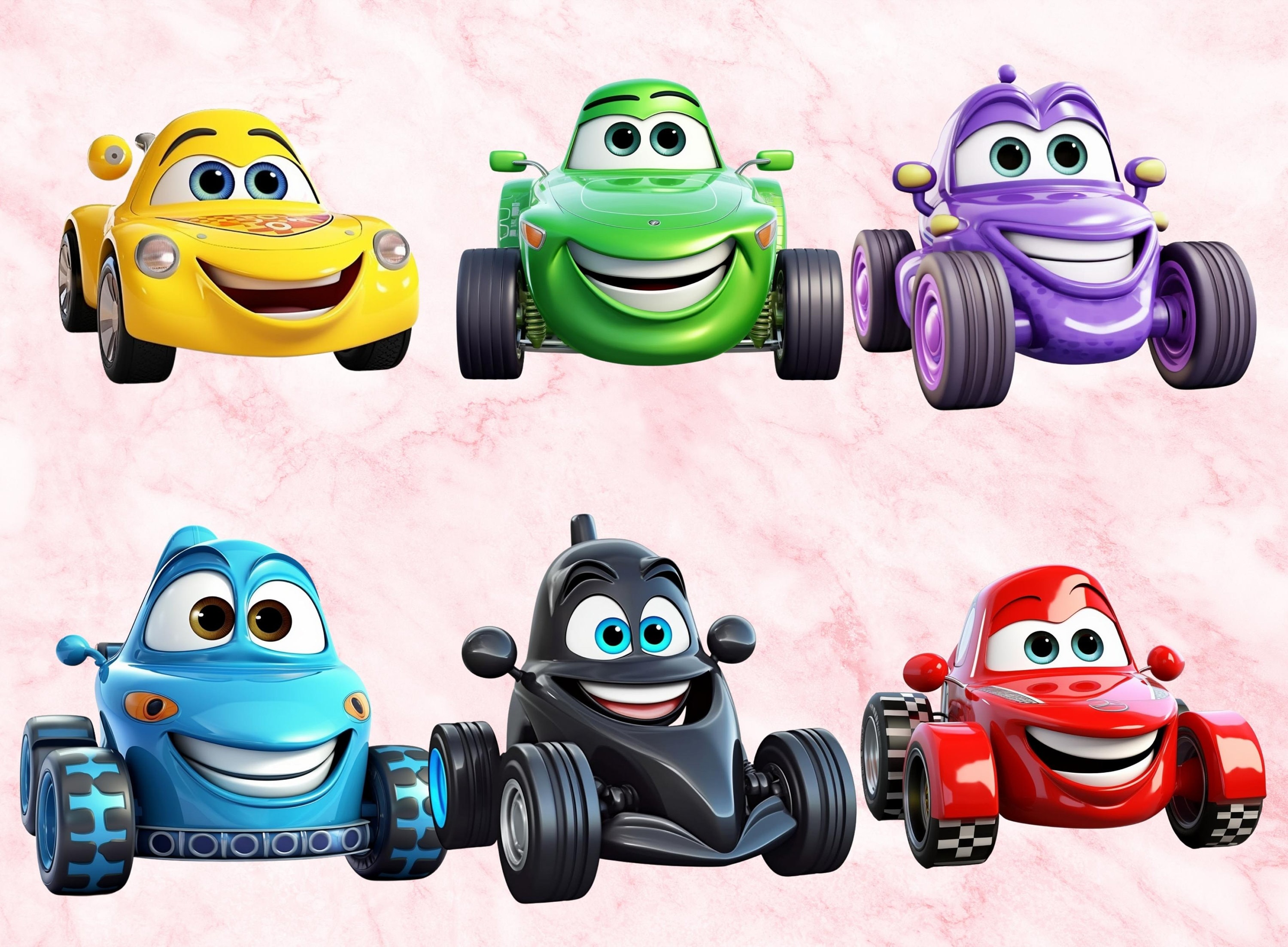 Cute Racing Cars Clipart, Baby Cute Cars Cartoon for Kids,instant ...