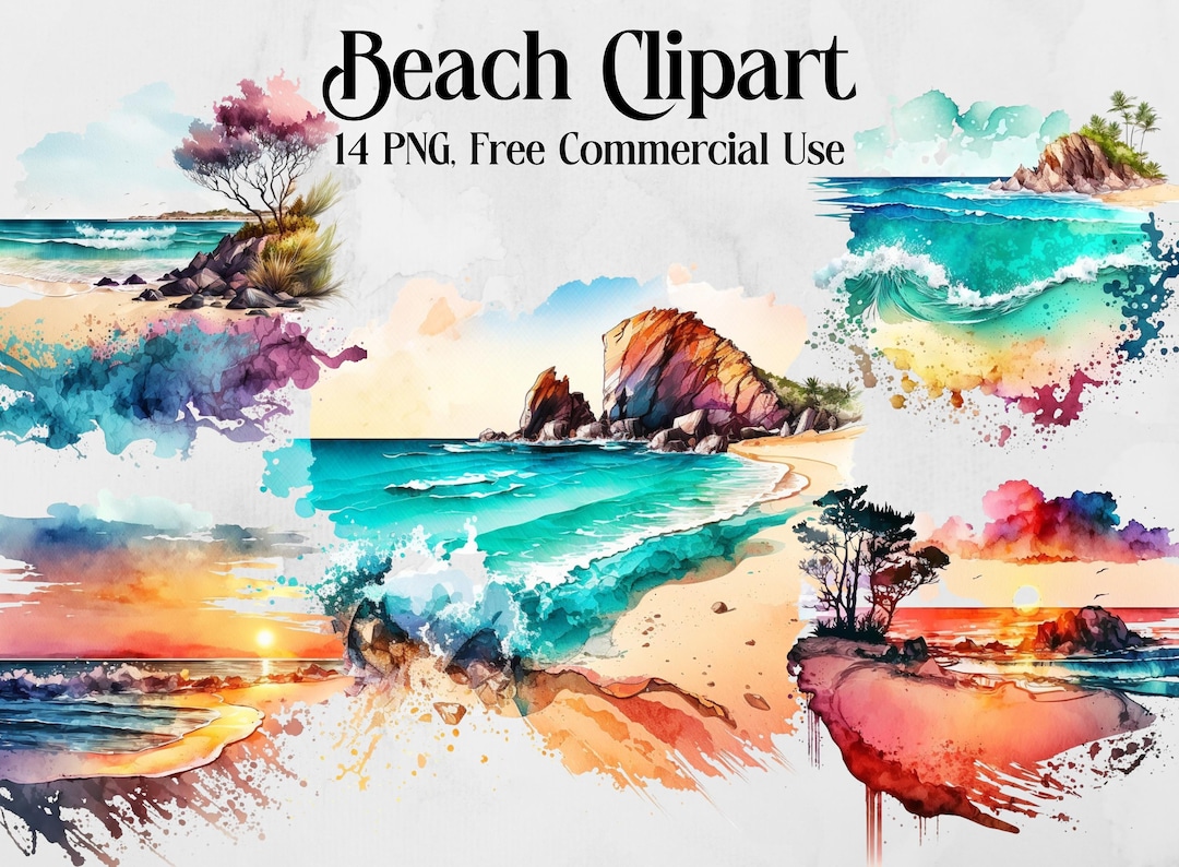 Beach Clipart. Sea Clipart, Seaside Clip Art, Seashore Clipart, Waves ...