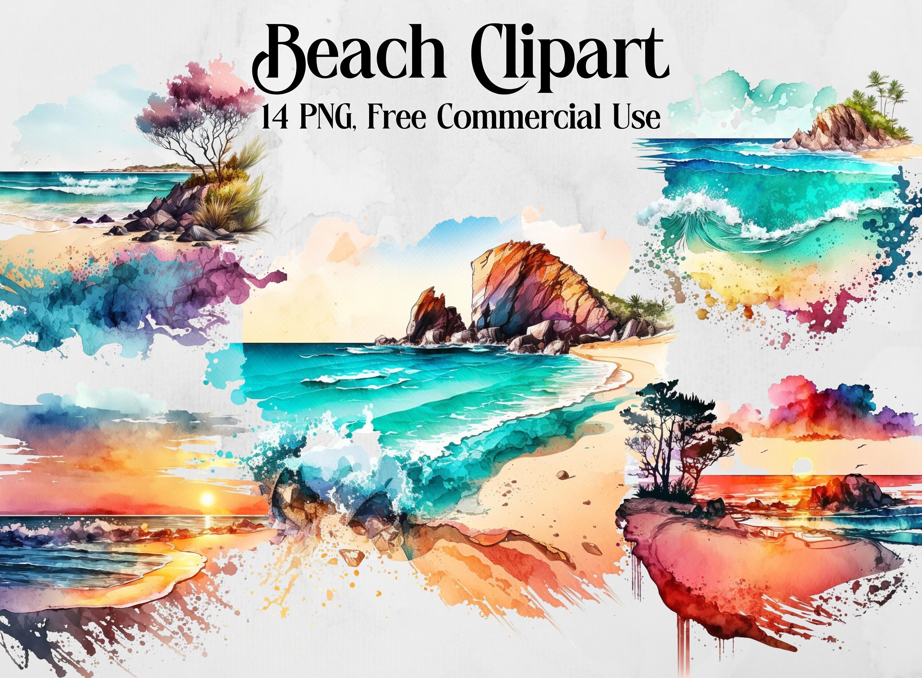 Beach Clipart. Sea Clipart Seaside Clip Art Seashore - Etsy UK