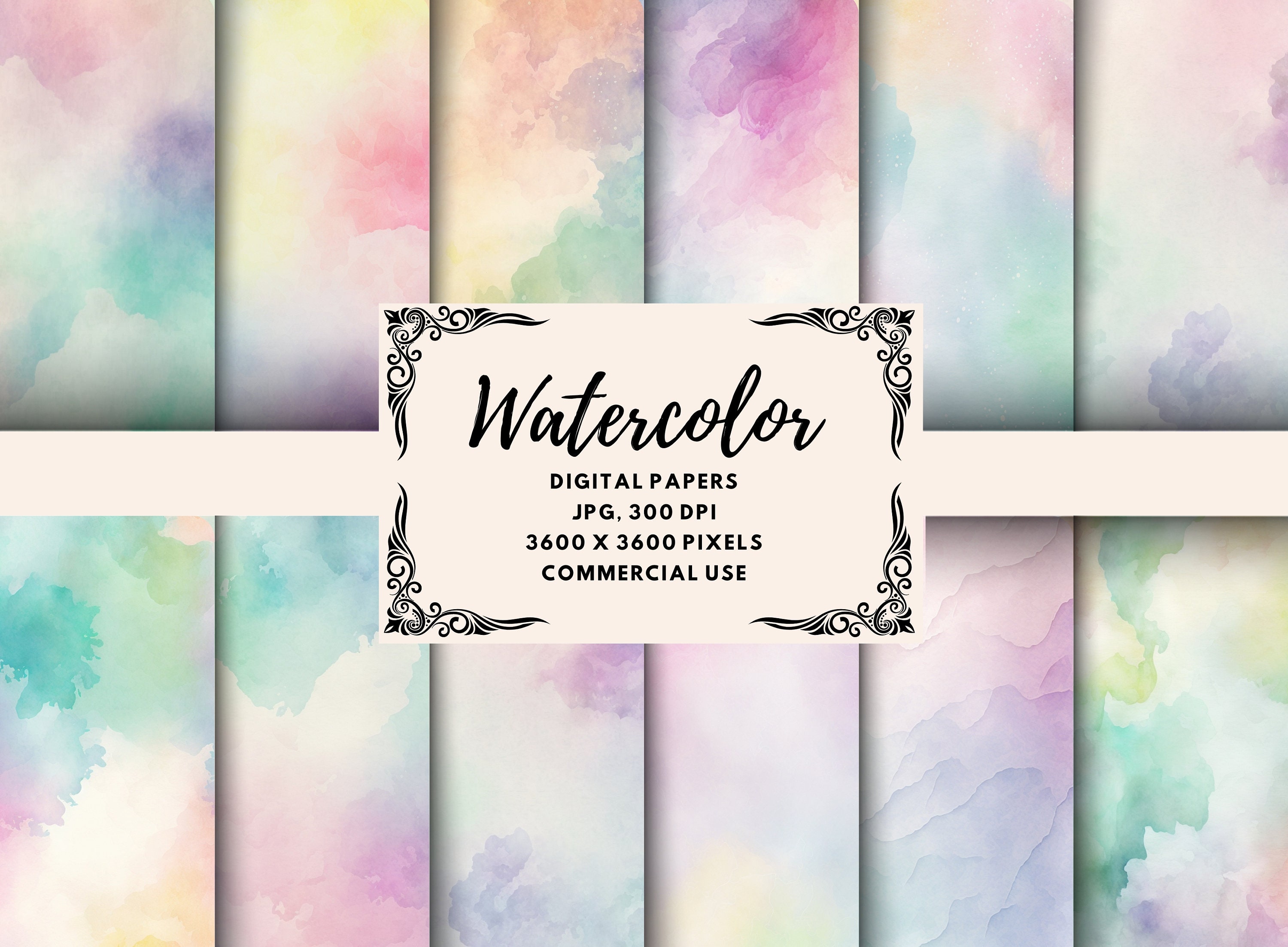 Pastel Watercolor Digital Paper Pastel Ombre Wallpaper - Etsy