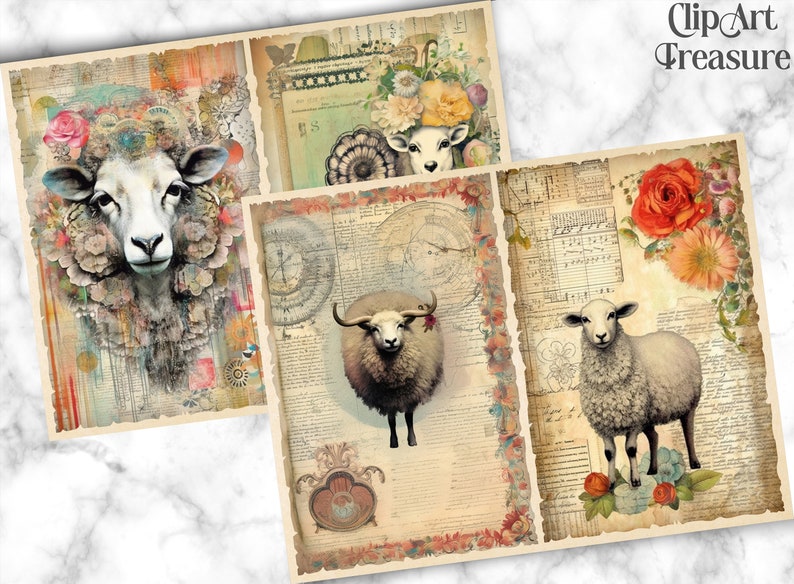 Watercolor Sheep Junk Journal Printable Page Sheep Junk - Etsy