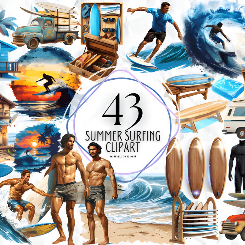 Surfer Clip Art - Etsy Denmark