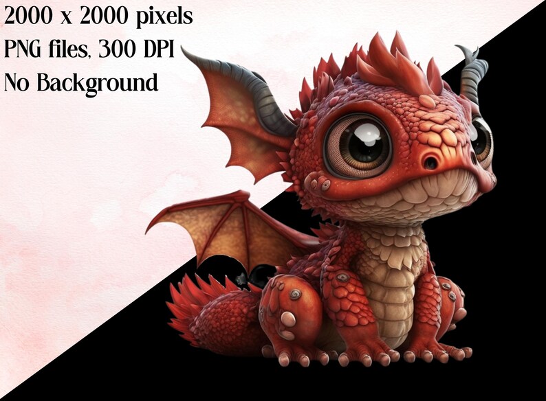 Red Baby Dragons Cute Clipart Dragon Art Dragon Png Dragon - Etsy
