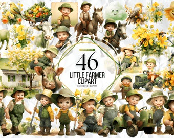 Cute Farm Clipart, Farm Animals Watercolor, Farm Baby Animals, Little ...