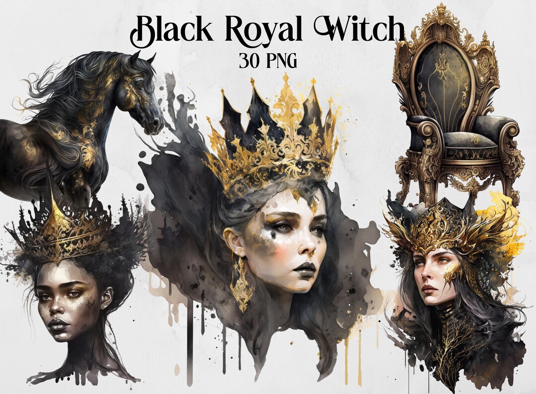 Black Royal Witch Clipart Bundle, Witch Clip Art Png, Magic Clip Art ...