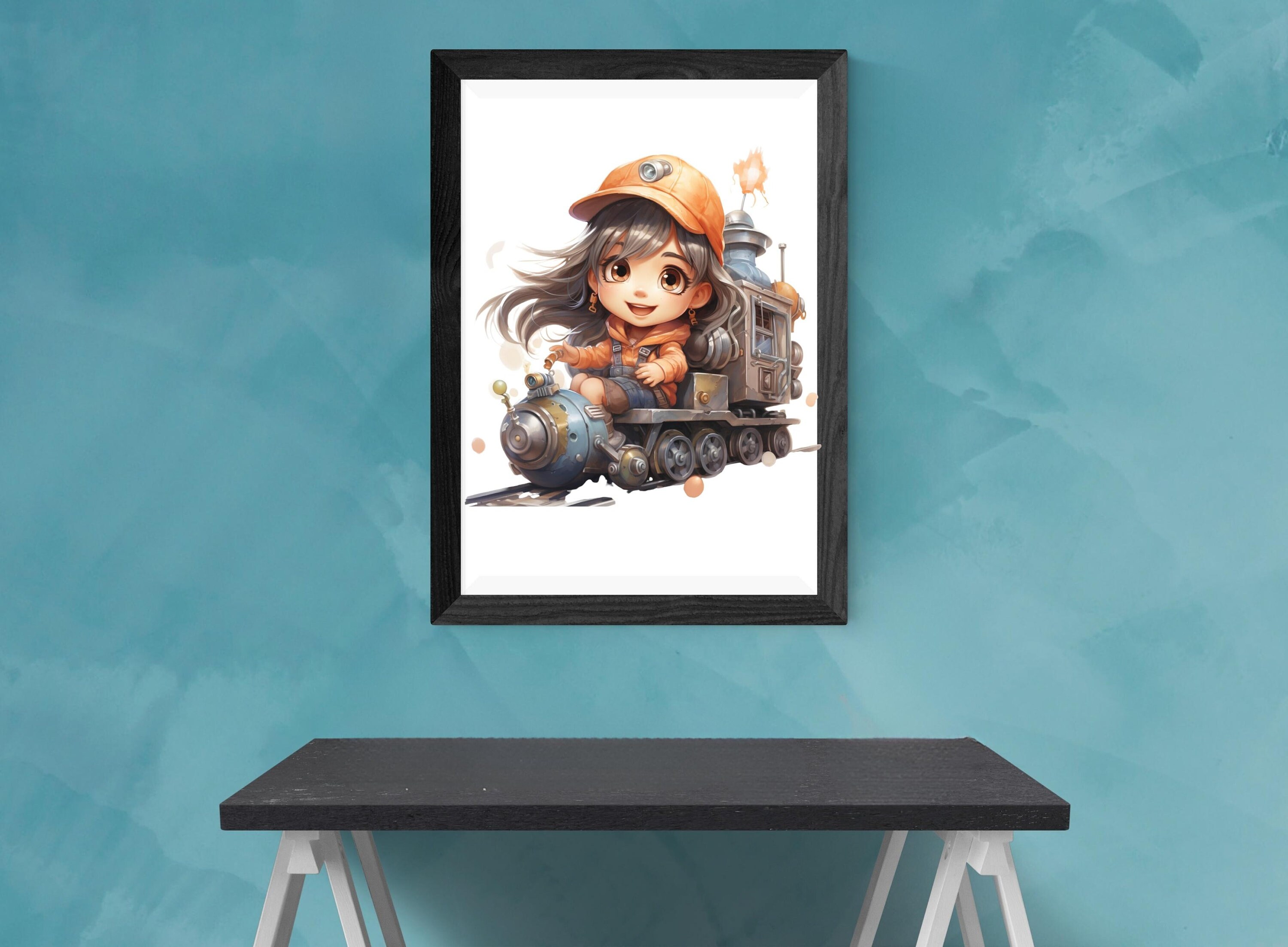 Cute Chibi Girls With Trains, Watercolor Girls, Cute Illustrations ...