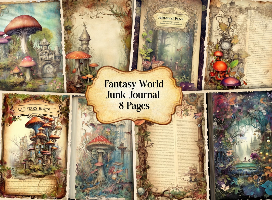 Fantasy Magic World Junk Journal Kit, Vintage Fantasy Journal Pages ...