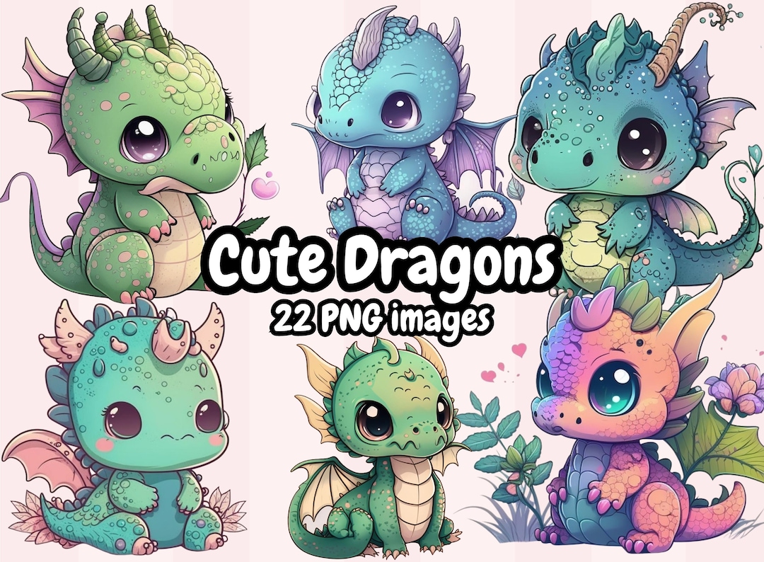 Kawaii Cute Dragon Clipart, Premium Vector Clipart, Cute Baby Dragons ...