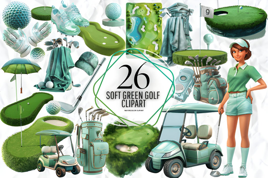 Watercolor Golf Clipart - Springtime Cute Golf Clip Art Graphics in PNG ...