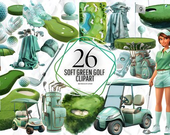 Watercolor Golf Clipart Springtime Cute Golf Clip Art Graphics in PNG ...