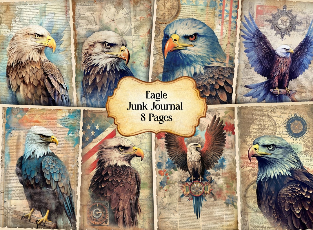 Watercolor Eagle Junk Journal Printable Page, Eagle Junk Journal Kit ...