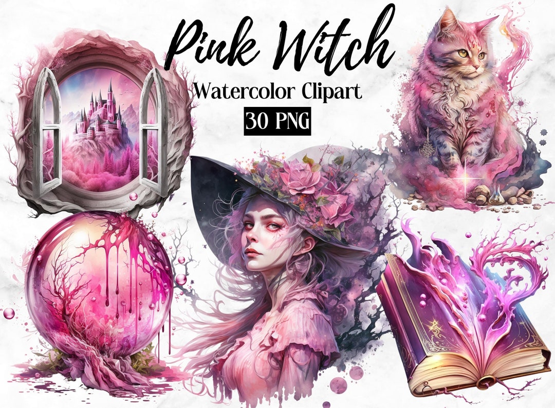 Pink Witch Clipart, Witch Clip Art Png, Fantasy Magic Clip Art ...