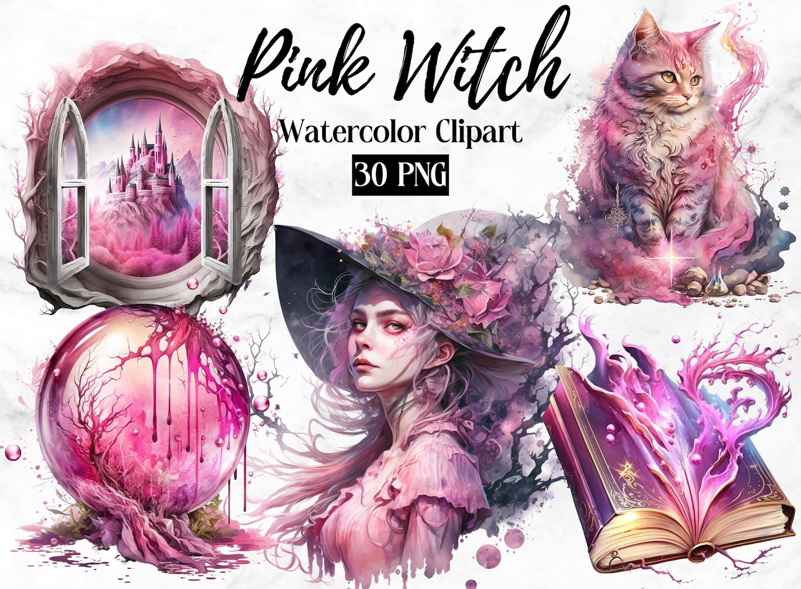 Pink Witch Clipart Witch Clip Art Png Fantasy Magic Clip - Etsy